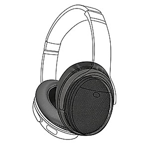 Earpadz Replacement for Bose QuietComfort QC35, QC25, QC15 Ear Pads, Protein Leather Headphone Cushions (Midnight, Black, 1 Pair)