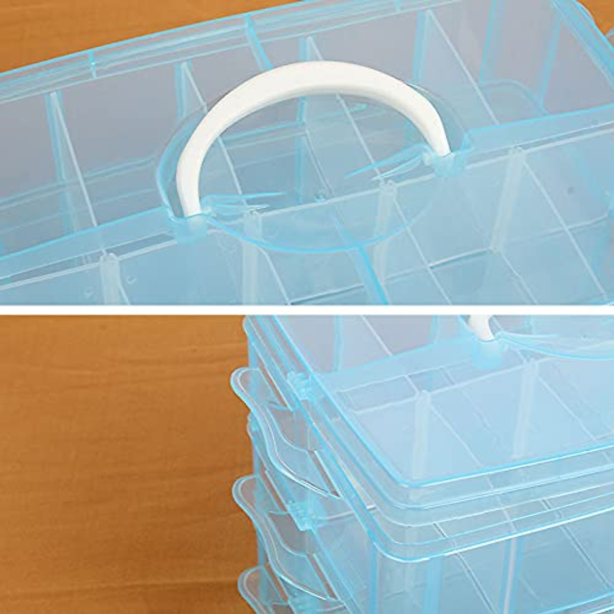 JforSJizT 30 Adjustable Compartments Washi Tape Box Organizer Storage,Divider Closet Container,Clear,Masking Tape Desktop Tape DIY Sticker Roll Tape Cutter Holder Storage