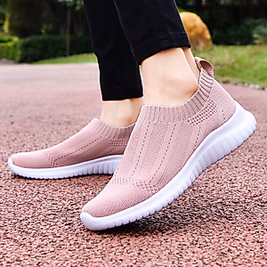 konhill Women's Slip On Sneakers Non Slip Walking Shoes Breathable Mesh Work Casual Lightweight Tennis Workout Shoes 12 US Mauve,44