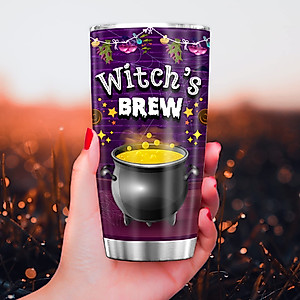 TERAVEX Witches Brew Tumbler with Lid - Classy Halloween Tumbler Cup - Cute, Funny Witch Gifts for Friends - Durable, Vacuum Insulated Cup - Stainless Steel Tumbler for Hot or Cold Drinks