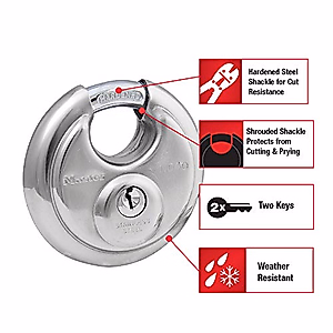 Master Lock 40D Stainless Steel Discus Padlock with Key,Silver