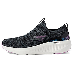 Skechers Women's GO Run Elevate-Indigo Sneaker, Black/Pink, 7