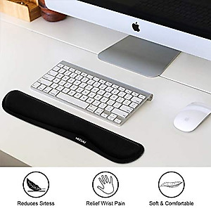VECUU Keyboard Wrist Rest, Keyboard Pad with Ergonomic Raised Memory Foam for Easy Typing & Pain Relief, Anti-Slip Wrist Support for Keyboard Suit for Computer, Laptop, Office, PC Gaming (Black)