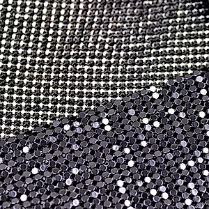 45x150cm Sparkly Metal Mesh Fabric Chainmail Jewelry Dress Craft Bag Making (Black)