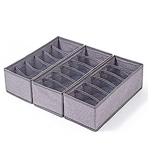 Qozary 3 Pack Sock Underwear Drawer Organizer Dividers, Collapsible Cabinet Closet Storage Boxes for Clothes, Socks, Lingerie, Underwear, Tie, Belt, Baby, Bedroom