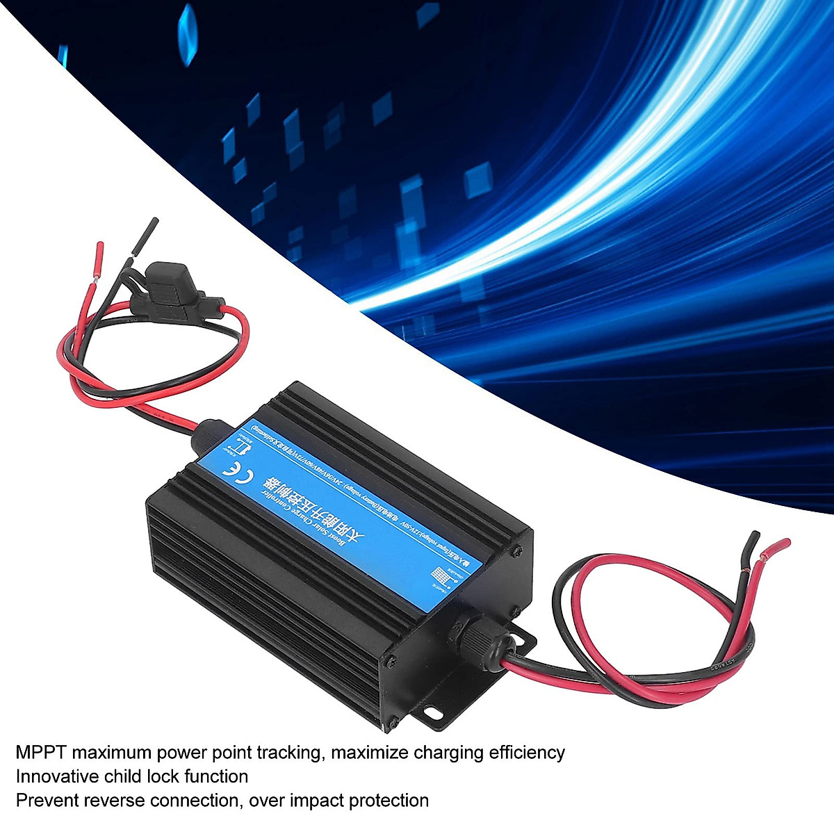 300W LED Boost MPPT Solar Charge Controller, 24V 36V 48V 60V 72V Solar Boost Charge Controller for Electric Vehicle, Solar Panel Battery Regulator for Lead Acid, Lithium Batteries