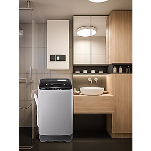 Krib Bling 17.7 lbs Full Automatic Washer with Drain Pump, Washing Machine with LED Display, 10 Washing Programs & 8 Water Levels Selections, Ideal for Camping, Apartment, Dorm, Dark Grey