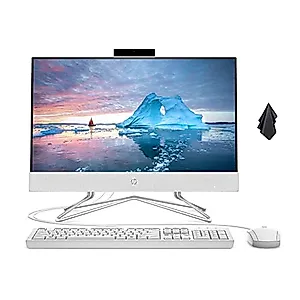 HP All-in-One Desktop Computer, 22" FHD Display, Intel Celeron G5900T, DVD-Writer, 4 USB Ports, AC WiFi, HDMI, Bluetooth, Windows 11 Home (22, 16GB RAM | 512GB SSD, White)