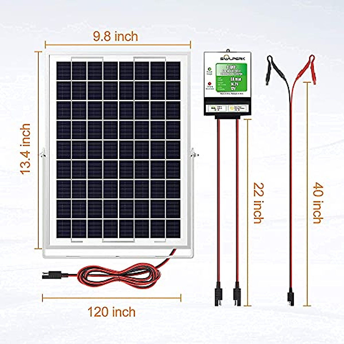 SOLPERK 10W Solar Panel，12V Solar Panel Charger Kit+8A Controller，Suitable for Automotive, Motorcycle, Boat, ATV, Marine, RV, Trailer, Powersports, Snowmobile etc. Various 12V Batteries. (10W Solar)