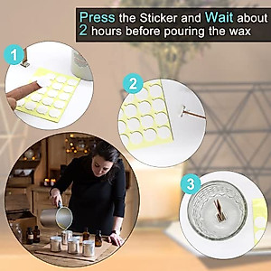 Aubeco 720PCS Candle Wick Stickers, Heat Resistance Double-Sided Stickers with The Little ‘‘Tail’’, Adhere Steady in Hot Wax Stickers for Candle Making