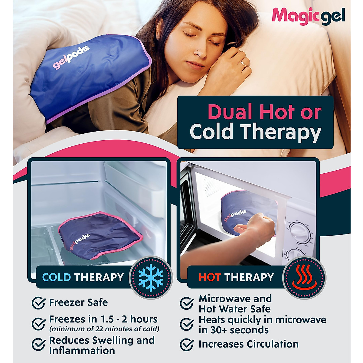 Extra Large & Reusable Ice Pack (15 x 23.5 inches, XL) for Maximum Back and Full Body Pain Relief from Injuries, Swelling, Bruises, Sprains | Ice Blanket for Sleeping & Physical Therapy | By Magic Gel