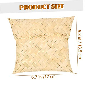 RORPOIR Bamboo Pillow Gift Box Trays Decorative Wedding Decor Woven Hamper Bamboo Woven Basket Bamboo Sticky Rice Serving Bread Basket Decorative Storage Baskets Storage Baskets Woven Food