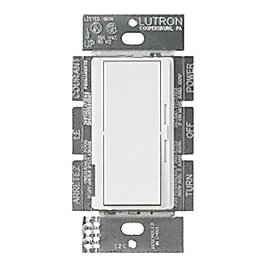 Lutron Single Pole/3 Way 500W Incand./Halogen/250W CFL and LED Dimmer Diva DVRP-253P-WH, White