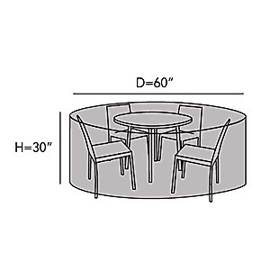 Covermates Round Dining Table/Chair Set Cover - Water-Resistant Polyester, Mesh Ventilation, Patio Table Covers, 60DIAMETER x 30H, Khaki