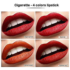 Matte Cigarette Lipstick Pack Set, 4 Colors Red Moisturizer Smooth Lip Stick, Long Lasting Waterproof Liquid Lipstick, Women Make up Velvet Cosmetic Lipsticks
