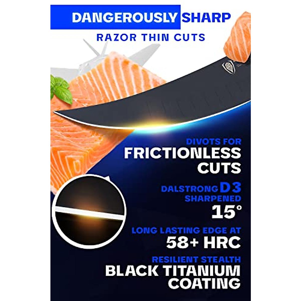 Dalstrong Fillet Knife - 6 inch - Shadow Black Series - Black Titanium Nitride Coated - High Carbon 7CR17MOV-X Vacuum Treated Steel - Meat, Boning Knife - Kitchen Knife - Sheath - NSF Certified