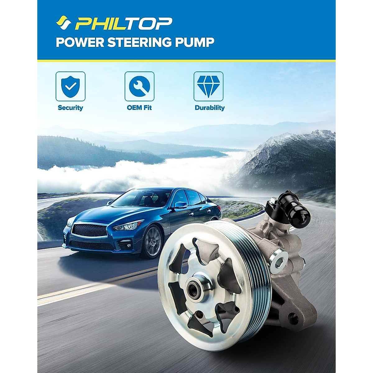 PHILTOP 21-5495 Power Steering Pump Direct Fits Accord 2008-2012, 2.4L, Power Steering Asist 56100R40305, 56100R40325, 56100R40A02, 56100R40A03