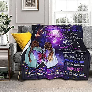 to My Bestie Gift Blanket Super Soft Fleece Throw Blankets for Women, Girls, BFF, Sisters, Friendship, Friend Gifts for Birthday Christmas Microfiber Cozy Throws for Home Bed Sofa 60"x 50"