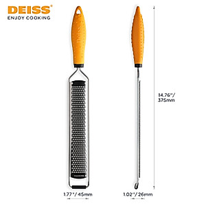 Deiss PRO Lemon Zester & Heavy Duty Cheese Grater & Vegetable Grater — Parmesan Cheese Lemon, Garlic, Nutmeg, Chocolate, Fruits, Vegetables, Ginger Grater - Cheese Shredder & Stainless Steel Grater