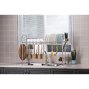 Premium Racks Professional Over The Sink Dish Rack - Fully Customizable - Multipurpose - Large Capacity (Stainless Steel)