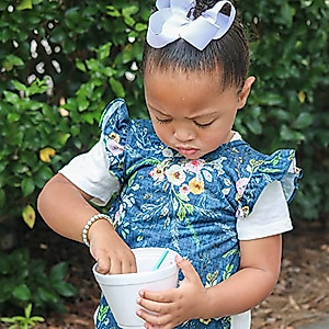 BapronBaby Flutter Boho Floral Bapron - No Neck Tie Safer Bib for Baby & Toddler - Soft Waterproof Stain Resistant - Machine Washable - Sz Baby/Toddler 6m-3T