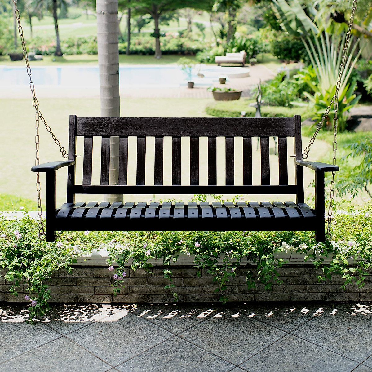 Cambridge Casual Solid Wood Bentley Porch Swing, Black