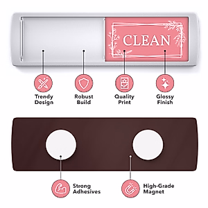 Stylish Dishwasher Magnet Clean Dirty Sign - 2 by 7 Inch - Ideal Clean Dirty Magnet for Dishwasher - Kitchen Organizer and Gadget - Nice Office, Home Farmhouse Decor - Dirty Clean Dishwasher Magnet