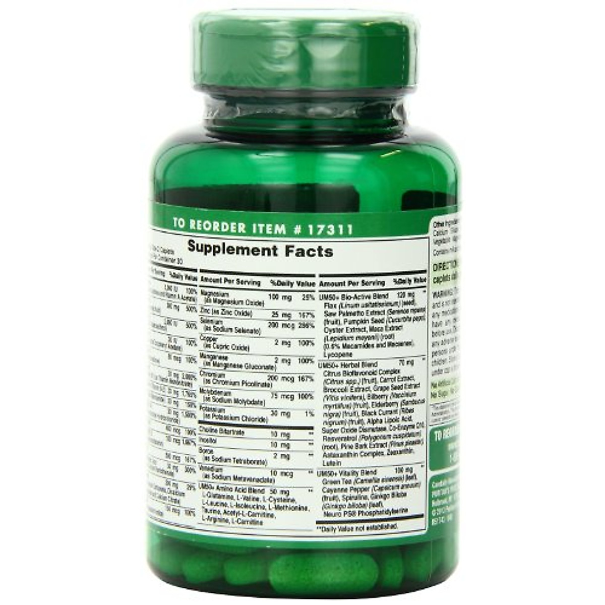 Puritan's Pride High Potency Ultra Man 50 Plus Coated Caplets, 60 Count