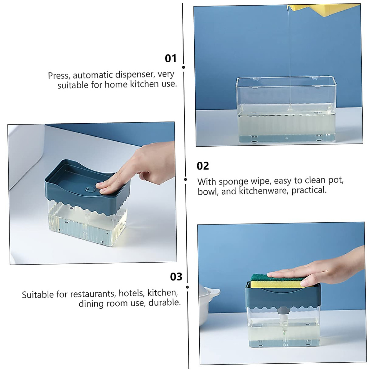 Alipis Soap Pump Dispenser 1PC Presser 2 in 1 Kitchen Sponge Holder Sponge Tray Sink Sponge Hand wash Dispenser Kitchen Sink Sink Dispenser Sink Pump foaming Dispenser abs Soap Counter