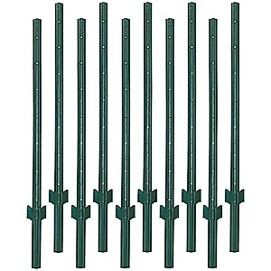 VASGOR 5 Feet Sturdy Duty Metal Fence Post – Garden U Post for Fencing - 10 Pack
