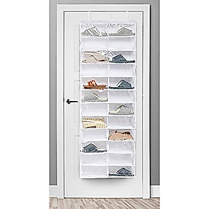 Urban Shop 24 Pocket Over The Door Shoe Organizer, White/Clear