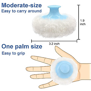 2 Large Fluffy Powder Puff, Body Cosmetic Powder Puff, Soft Face Body Powder Puff for Baby& Kid& Adult (3.2 Inch with Hand Holder, Blue)