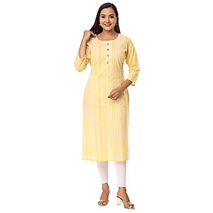 Vihaan Impex Leheriya Printed Casual Kurta Women Kurti yellow Tunic Top for Women