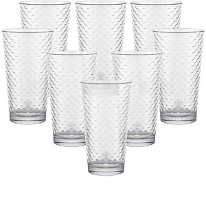 Circleware Paragon Heavy Base Highball Drinking Glasses Tumblers, Huge Set of 8 Kitchen Entertainment Ice Tea Beverage Cups Glassware for Water, Juice, Beer and Bar Decor Gift, 15.7 oz, 15.7 oz, Clear