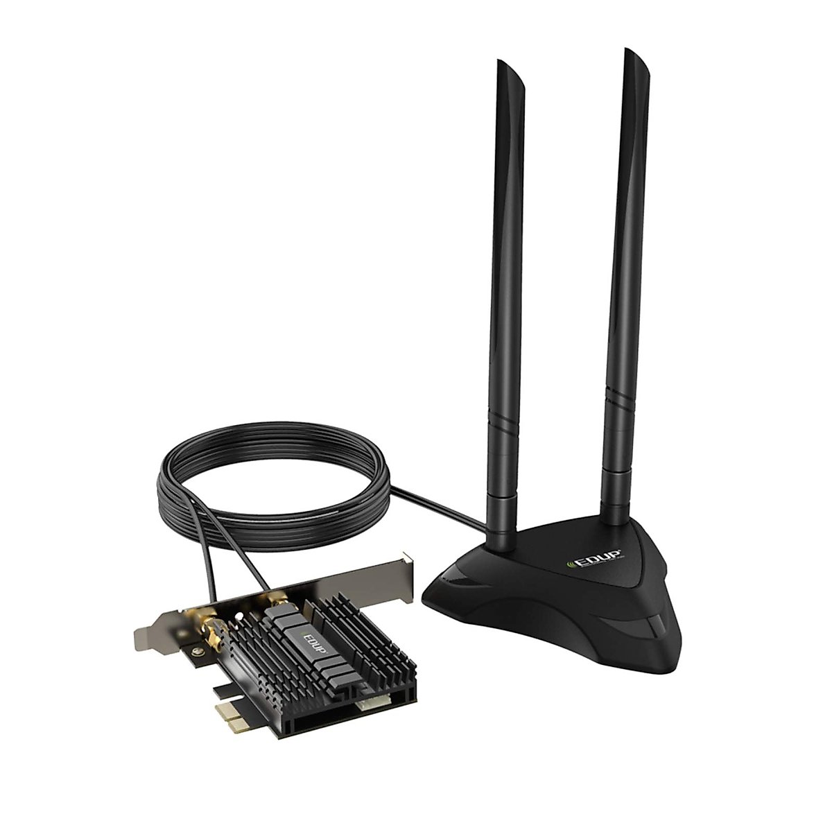 EDUP PCIe WiFi 6E Card, 802.11AX Bluetooth 5.2 AX5400M AX210NGW Heat Sink Tri-Band 6G/5.8G/2.4GHz WiFi 6 PCI-E Wireless Network Card for Desktop PC Support Windows 10/11 64-bit