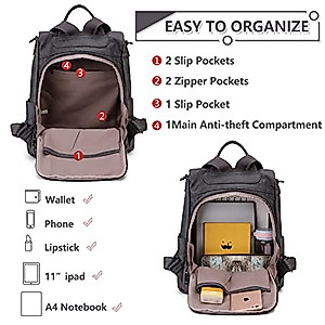 RAVUO Backpack Purse for Women, PU Leather Anti-theft Backpack Fashion Convertible Shoulder Bag for Ladies Three Ways to Carry