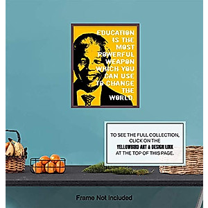 Nelson Mandela Poster, 8x10 - Classroom Decor - Inspirational Quotes Wall Art - Teacher Gifts - School Decorations - Motivational Wall Decor - Nelson Mandela Wall Art - Positive Quotes for Kids
