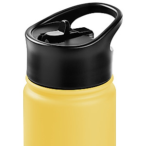 Retrospec Alder Insulated Water Bottle with Straw Lid & Handle Cap - Stainless Steel Wide Mouth Double-Wall Vacuum Insulated Thermos - BPA Free Leakproof Canteen - Honey, 22oz