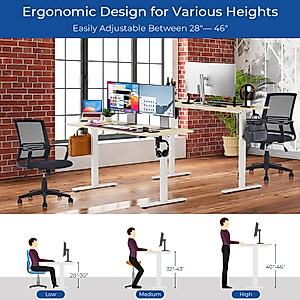 Our Modern Space Height Adjustable 48" Electric Standing Desk - Upgraded Ultra Durable Home Office Large Rectangular Computer or Laptop Sit Stand Workstation - 48 x 24 Inch