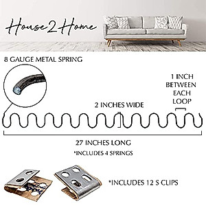 House2Home 27" Couch Spring Repair Kit to Fix Sofa Support for Sagging Cushions - Includes 4pk of Springs, Upholstery Spring Clips, Seat Spring Stay Wire, Screws, and Installation Instructions