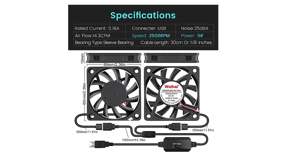 Wathai USB Cooling Fan – Powerful & Quiet Performance
