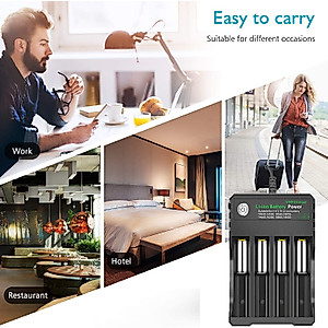 18650 Battery Charger 4 Bay, 18650 Charger 2A Quick Charger for 3.7V Rechargeable Batteries 18650 17670 16340 14500 10440 Battery (Not Included Batteries)