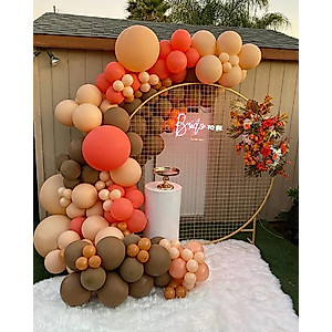 Orange Balloons Garland Arch Kit with Chrome Metallic Gold Brown Various Sizes Balloon for Baby Shower Bridal Shower Birthday Party Decorations