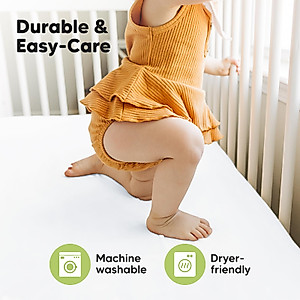 2-Pack Crib Sheets for Boys, Girls - Viscose Derived from Bamboo Fitted Crib Sheet, Baby Crib Sheets Neutral, Crib Mattress Sheet, Toddler Bed Sheets, Baby Sheets for Crib Fitted Sheets (Soft White)