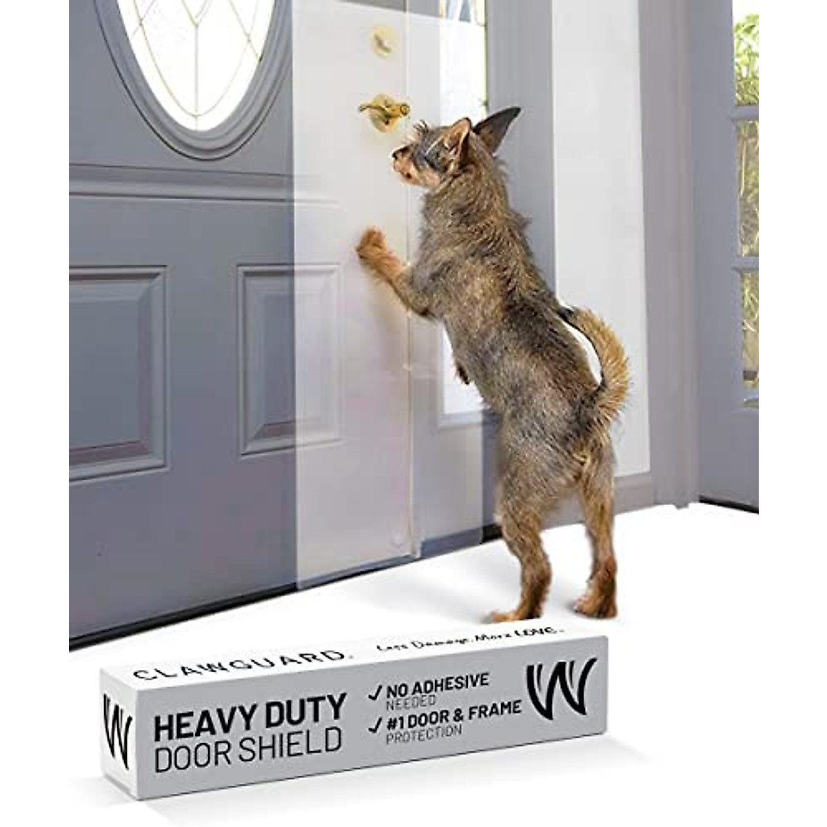 Heavy Duty CLAWGUARD - The Ultimate Door Scratch Shield, Frame & Wall Scratch Protection Barrier for Dog and Cat Clawing, Scratching and Damaging Doors, Scratch Shield 20in x 44in