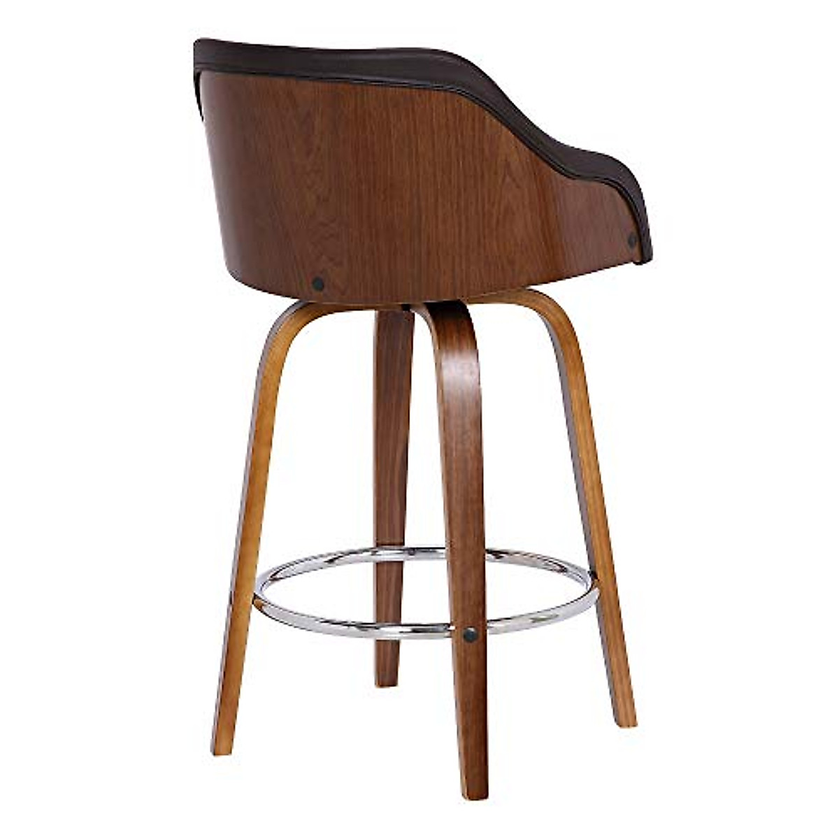Alec Faux Leather Swivel Barstool, 26" Counter Height, Brown