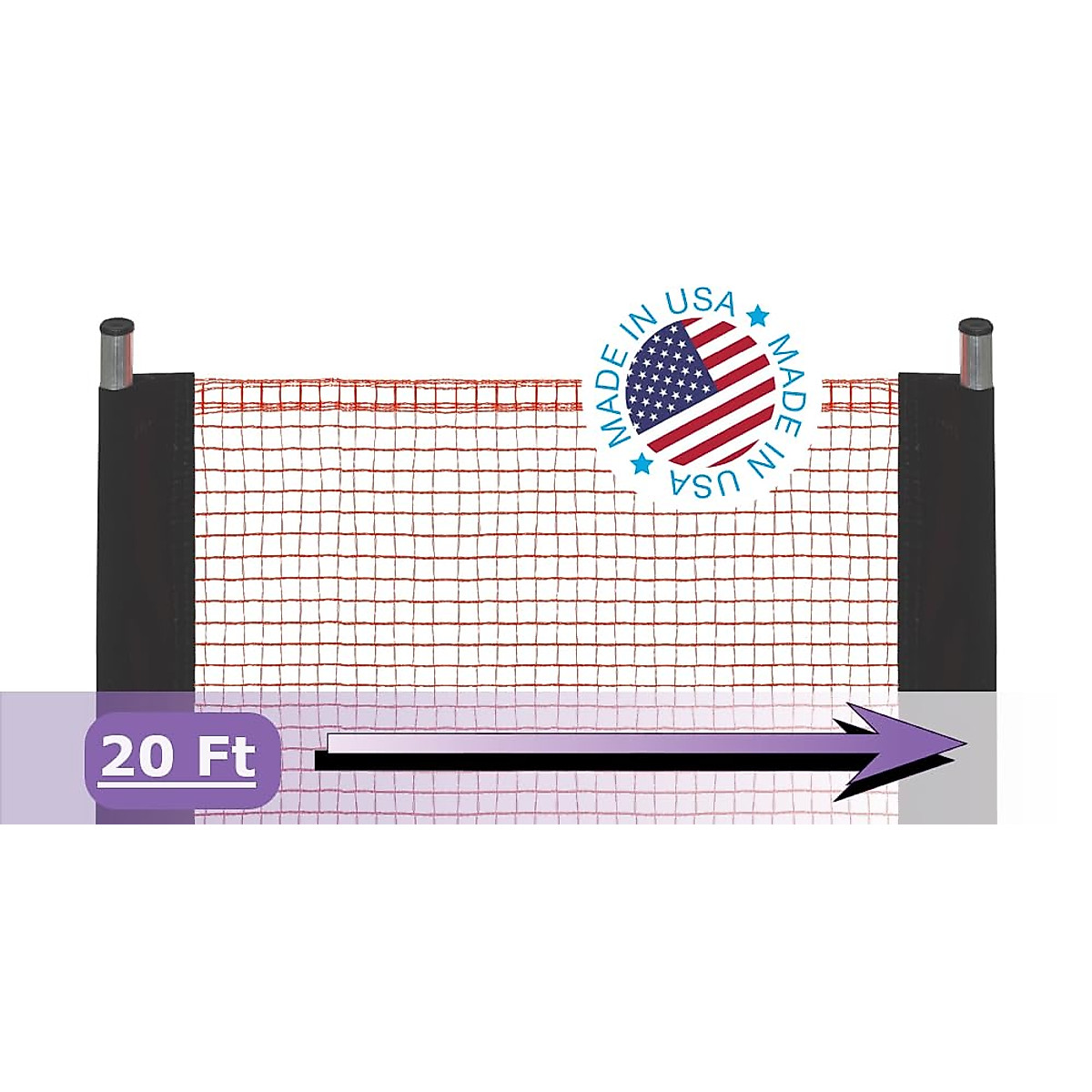 KidKusion Non-Retractable Driveway Safety Net, Orange, 20' | Outdoor Barrier; Playtime Safety; Yard Safety