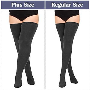 Aneco 6 Pairs Plus Size Over Knee Socks Women Warm Thigh High Stockings for Daily Use, Mixed Colors