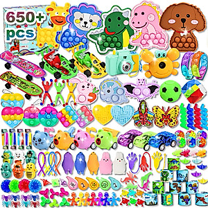 650 Pcs Party Favors for Kids, Fidget Toys Bulk, Prizes for Kids, Fidget Stocking Stuffers Birthday Party Gifts, Carnival Treasure Classroom Prizes Box, Goodie Bag Stuffers, Party Toys