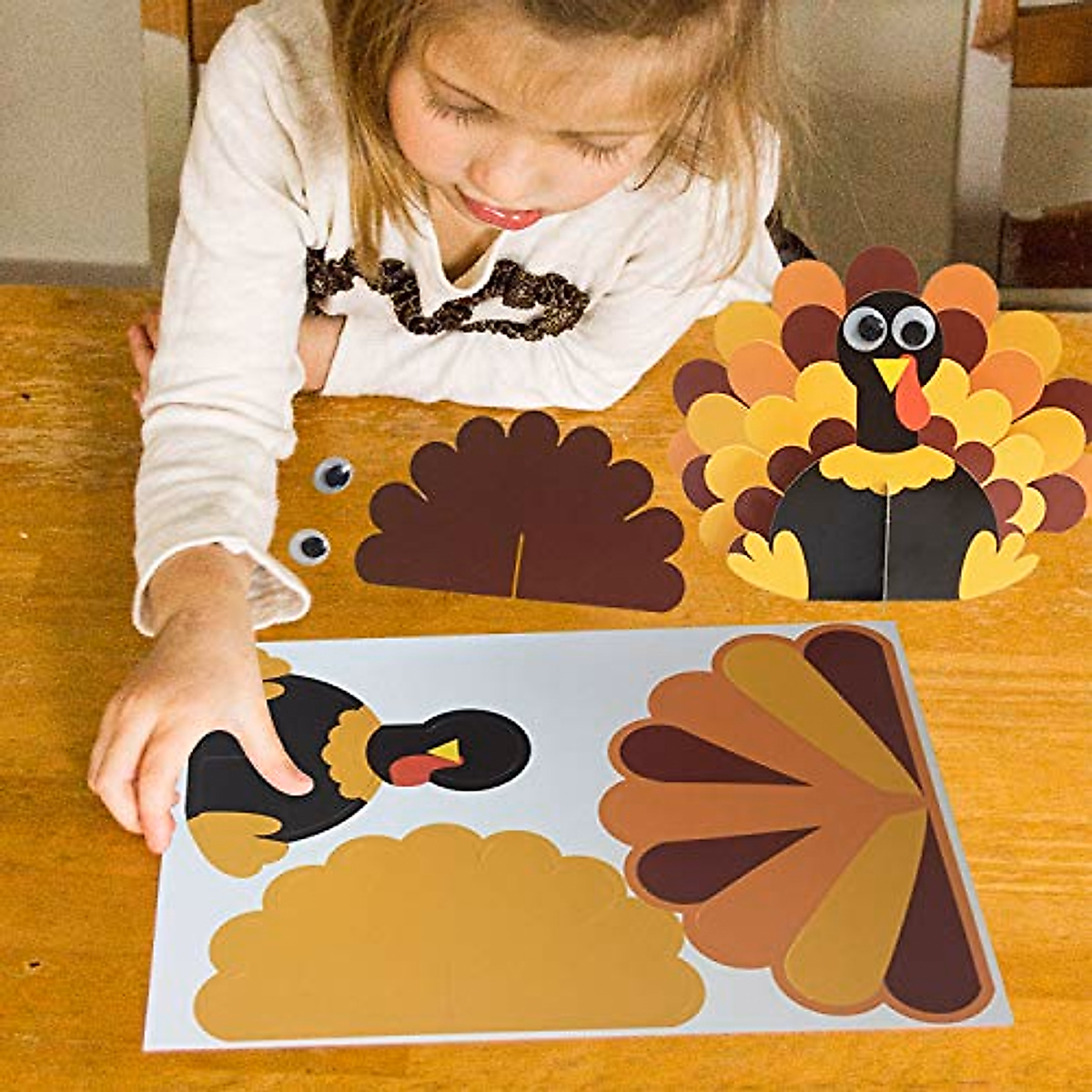Thanksgiving Crafts for Kids - Turkey Crafts for Autumn Home Classroom Decorations - Festive Fall Thanksgiving Party Turkey Craft Kit - DIY Happy Thanksgiving Sign & 3D Turkey Decor Supplies